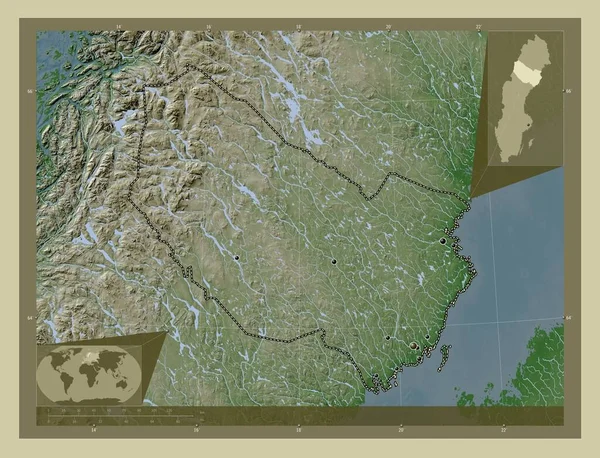 Vasterbotten, county of Sweden. Elevation map colored in wiki style ...