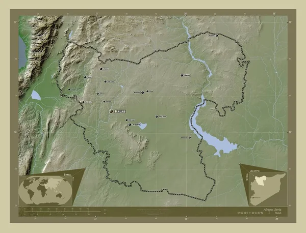 Aleppo, province of Syria. Elevation map colored in wiki style with ...