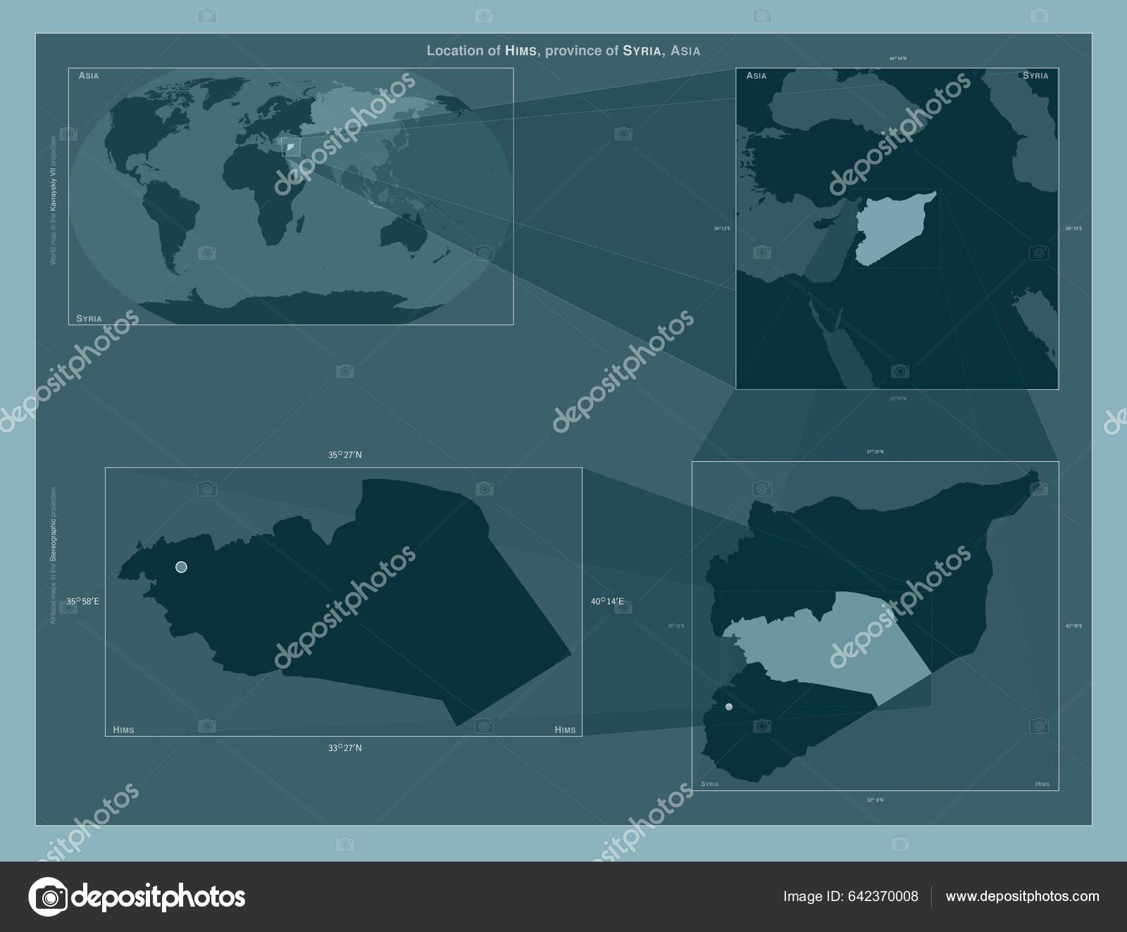 Hims Province Syria Diagram Showing Location Region Larger Scale Maps ...
