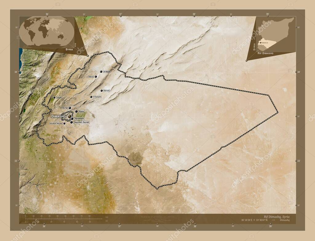Damasco Rural, provincia de Siria. Mapa satelital de baja resoluci n ...