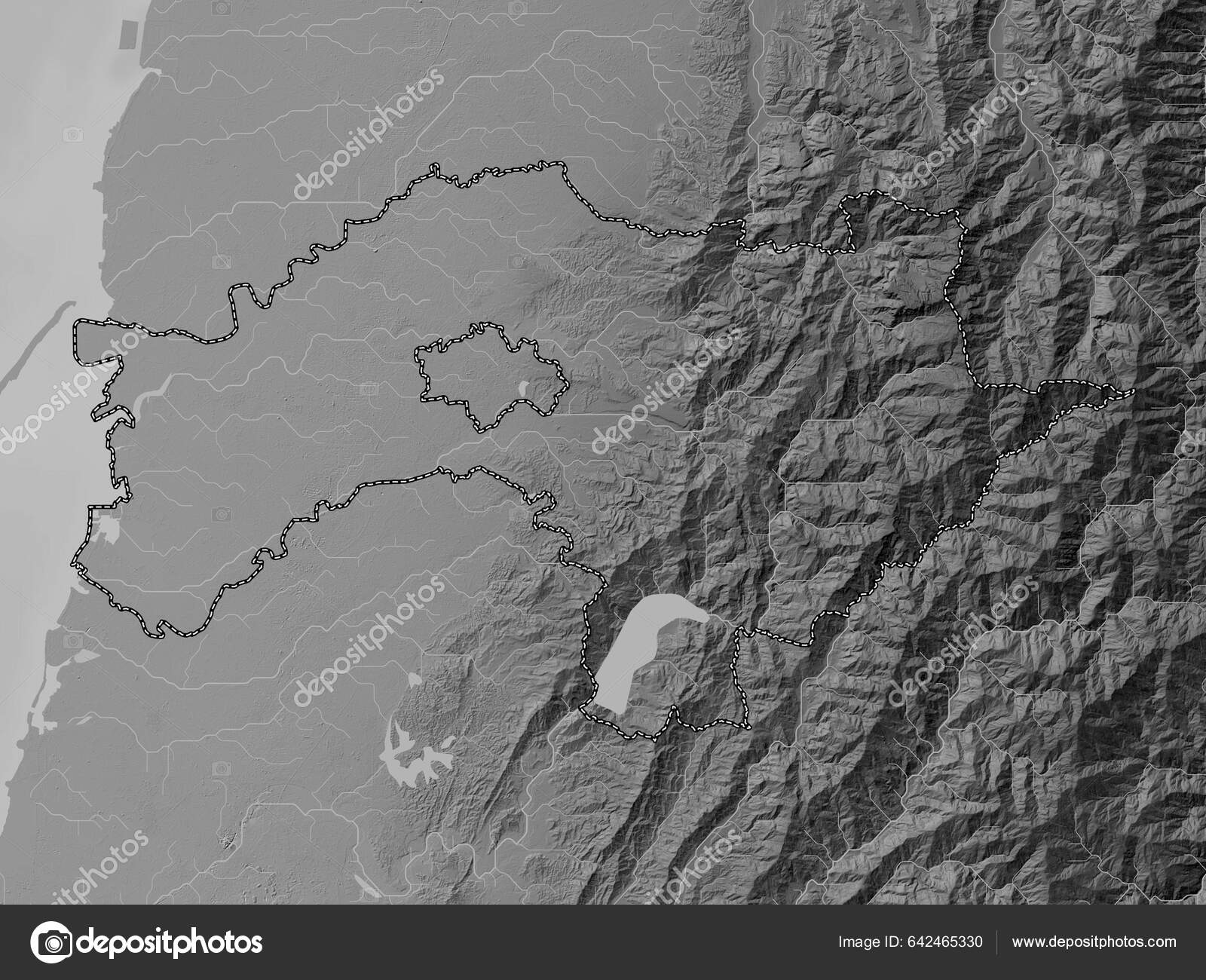 Chiayi County Taiwan Grayscale Elevation Map Lakes Rivers Stock Photo ...