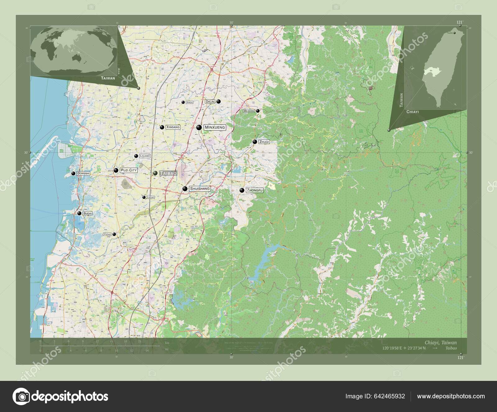 Chiayi County Taiwan Open Street Map Locations Names Major Cities ...