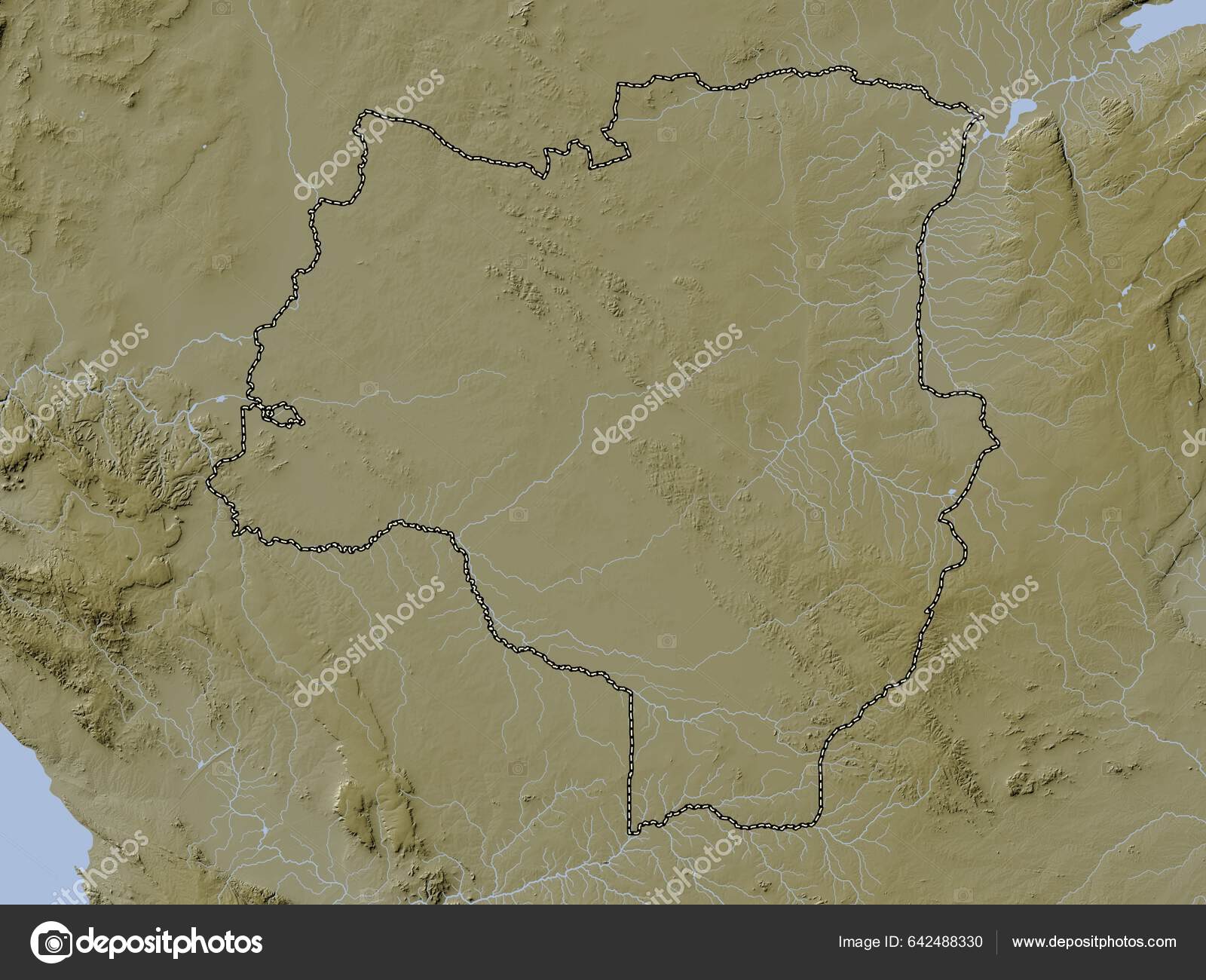 Tabora Region Tanzania Elevation Map Colored Wiki Style Lakes Rivers ...