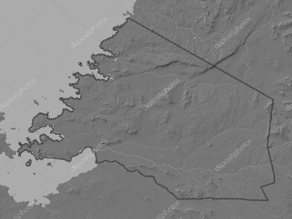 Mara, región de Tanzania. Mapa de elevación de Bilevel con lagos y ríos ...