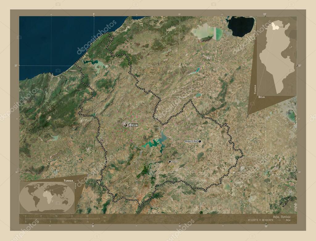 Beja, provincia de Túnez. Mapa satelital de alta resolución ...