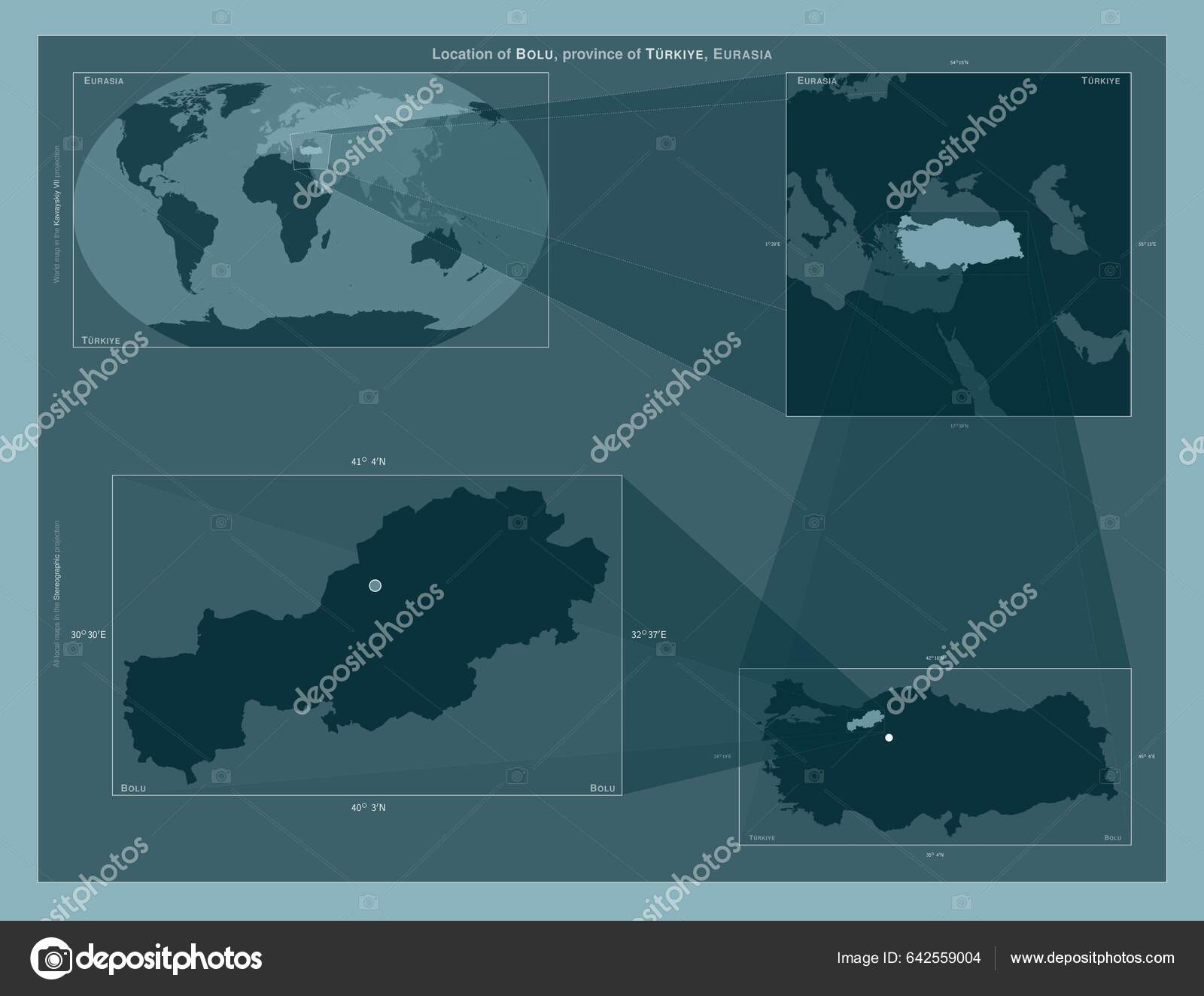 Bolu Province Turkiye Diagram Showing Location Region Larger Scale Maps ...