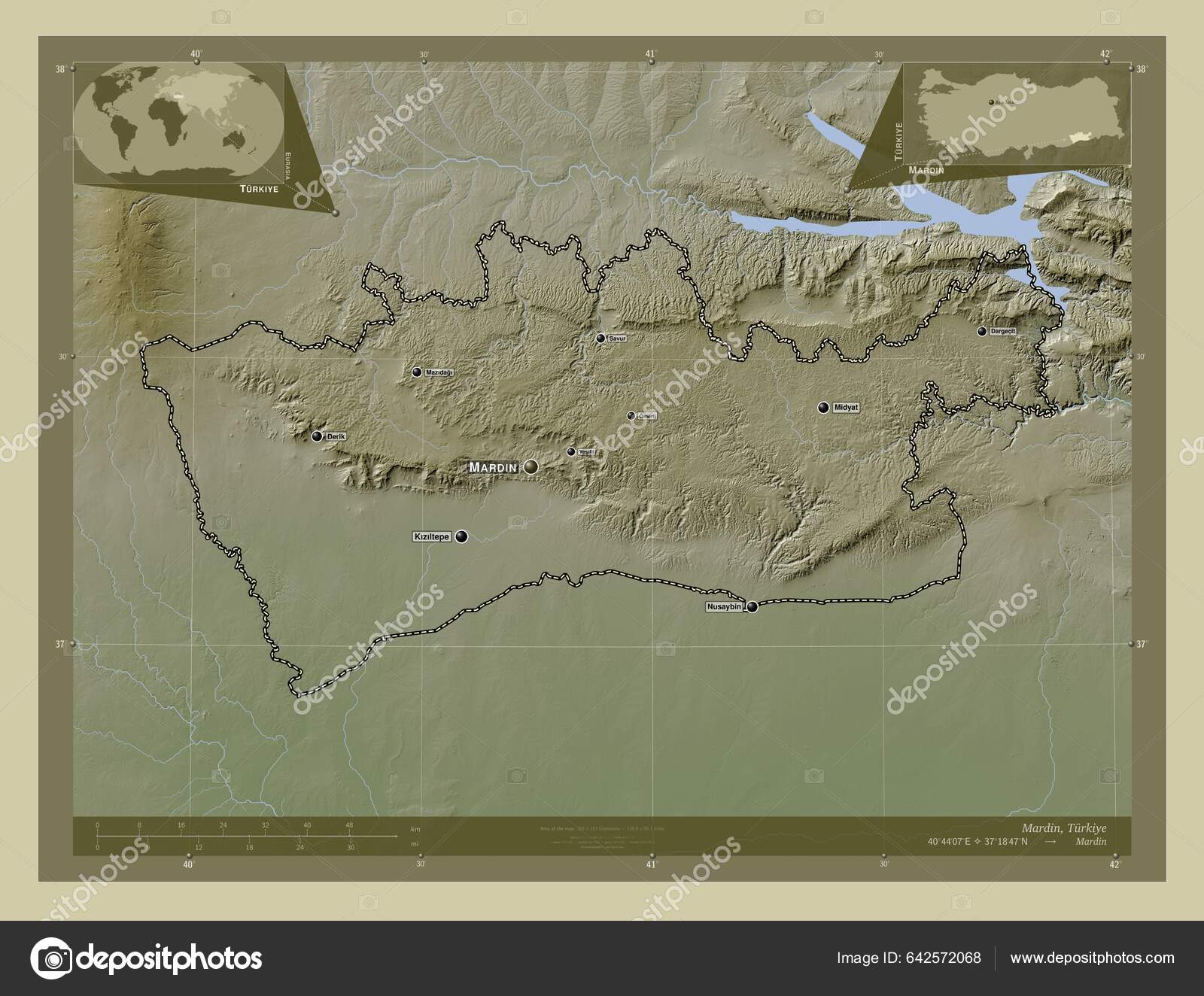 Mardin Province Turkiye Elevation Map Colored Wiki Style Lakes Rivers ...