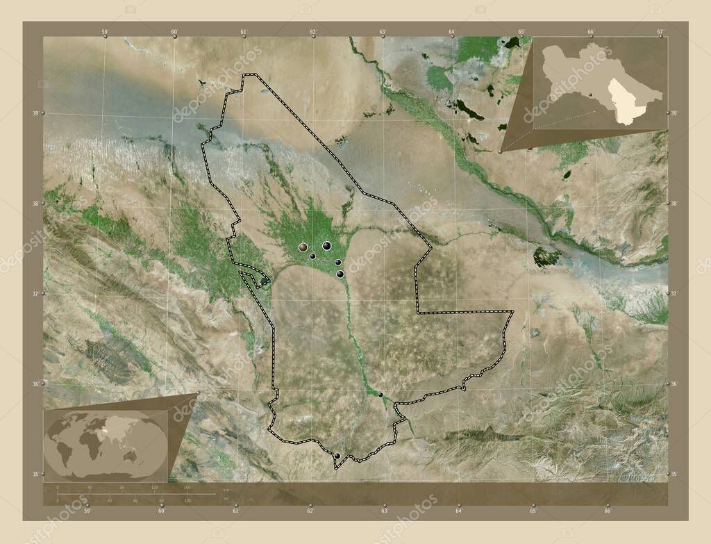 Mary, province of Turkmenistan. High resolution satellite map ...