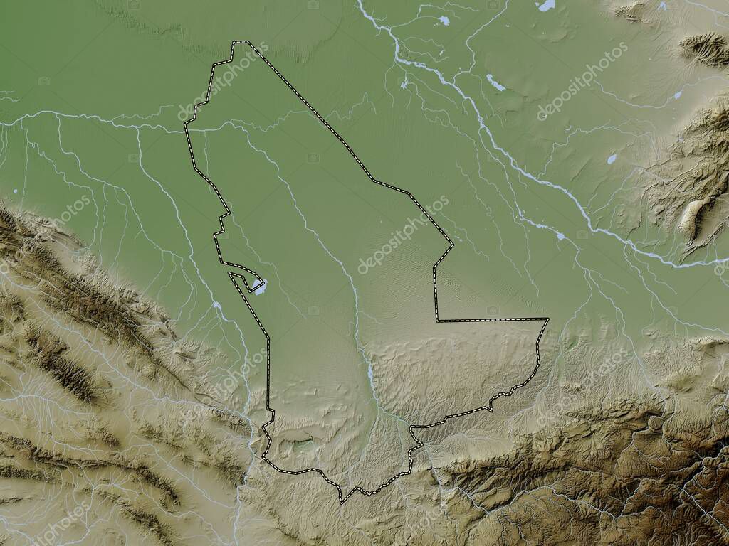 Mary, province of Turkmenistan. Elevation map colored in wiki style ...