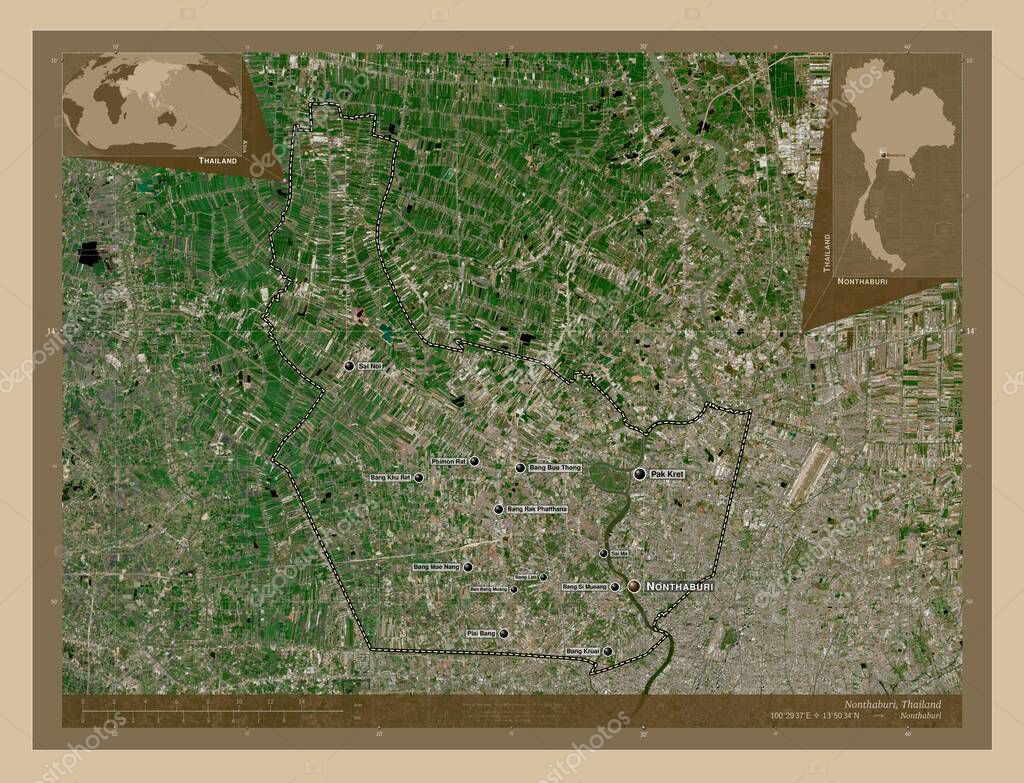 Nonthaburi, province of Thailand. Low resolution satellite map ...