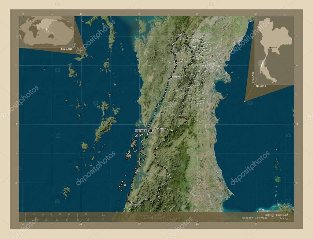 Ranong, provincia de Tailandia. Mapa satelital de alta resolución ...