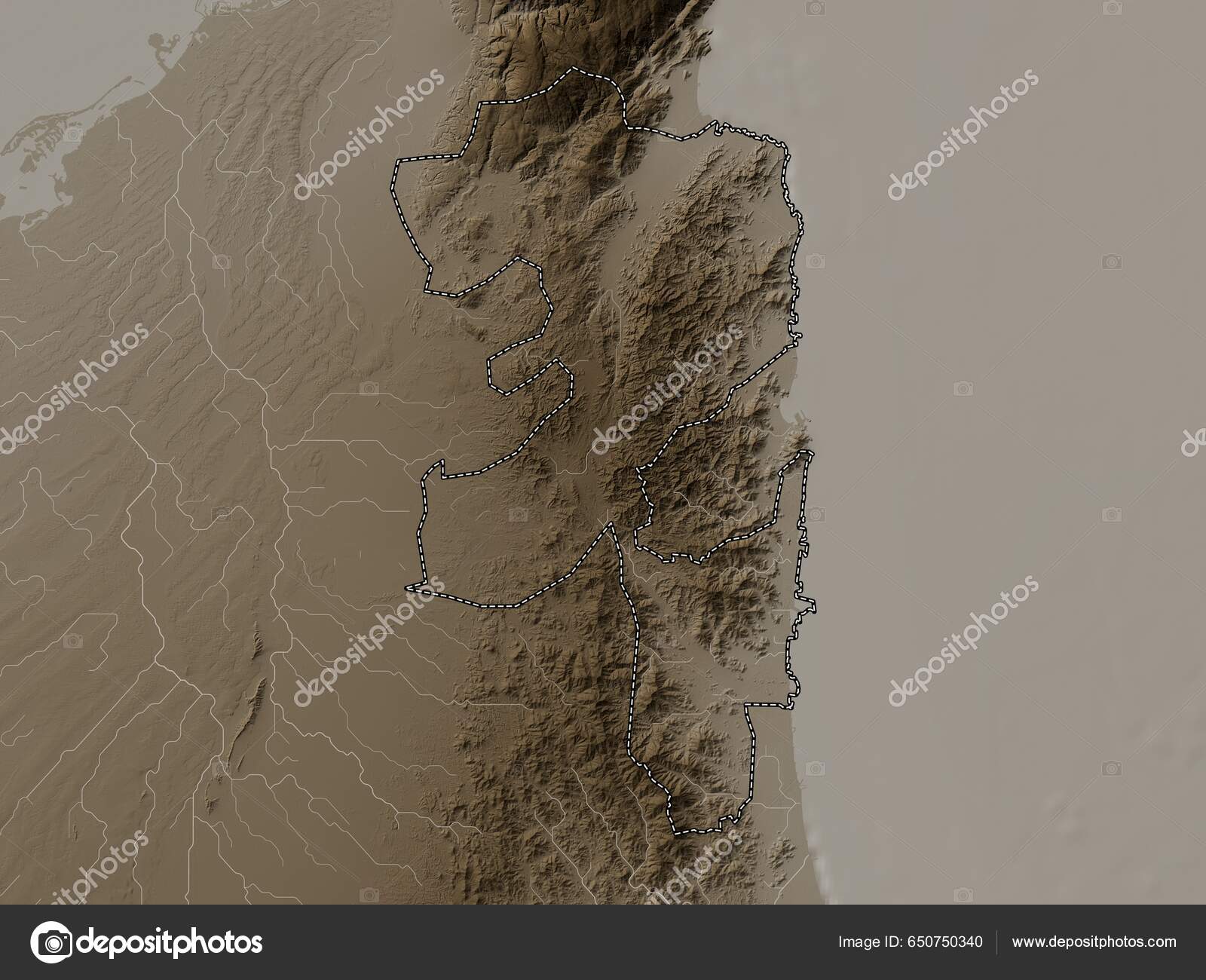 Fujayrah Emirate United Arab Emirates Elevation Map Colored Sepia Tones ...