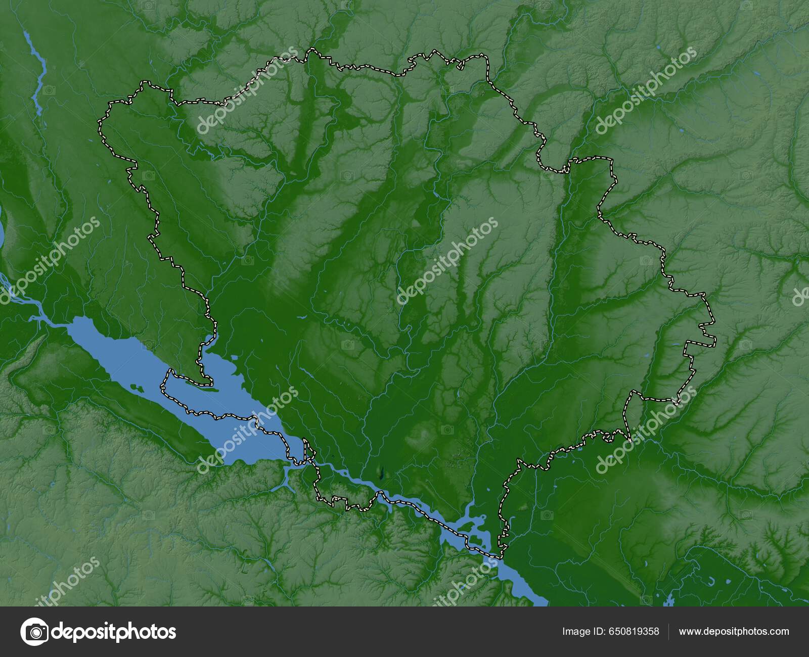 Poltava Region Ukraine Colored Elevation Map Lakes Rivers — Stock Photo ...