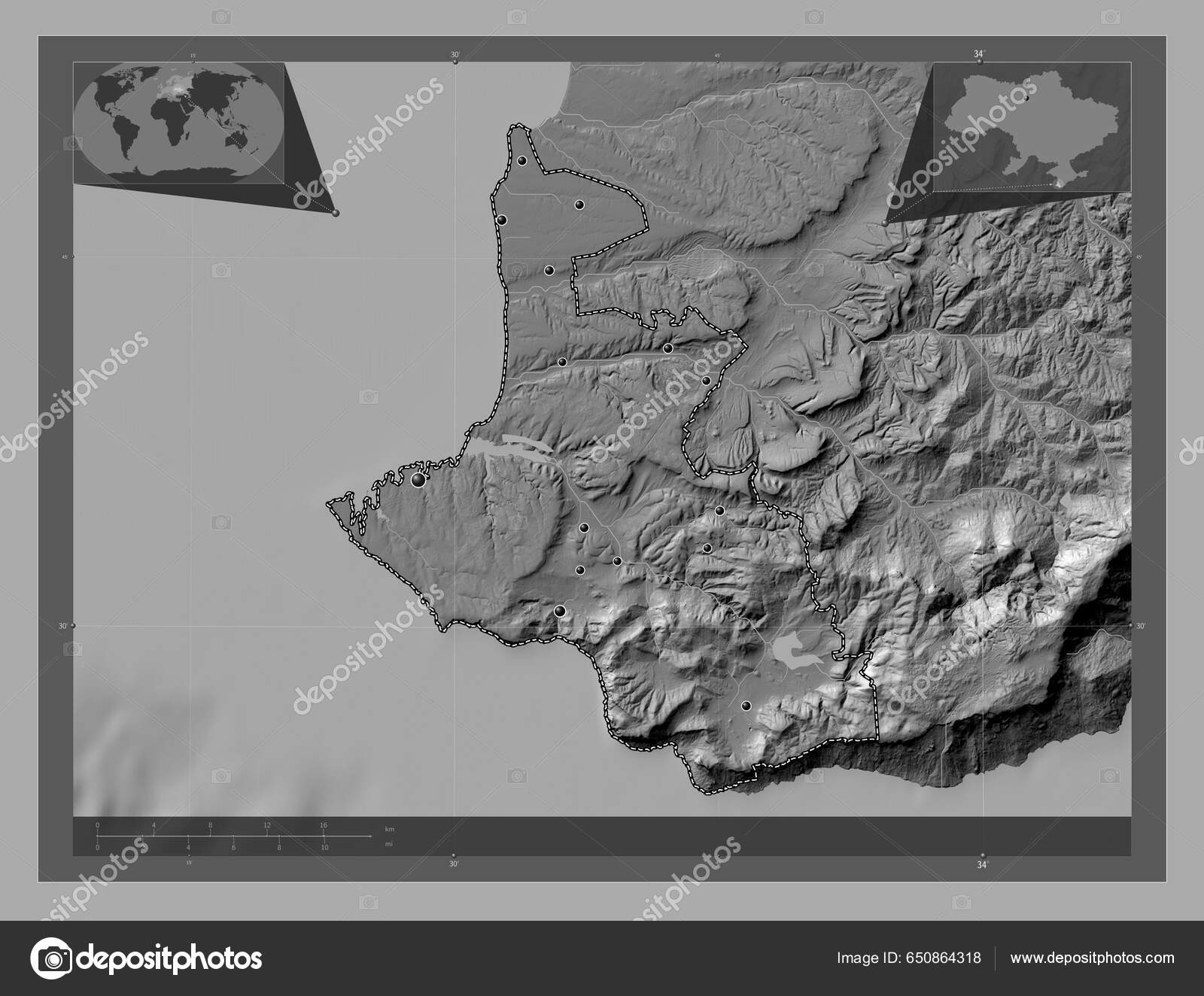 Sevastopol' Autonomous Republic Ukraine Bilevel Elevation Map Lakes ...