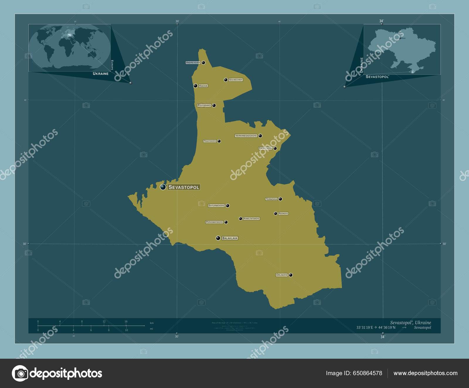 Sevastopol' Autonomous Republic Ukraine Solid Color Shape Locations ...