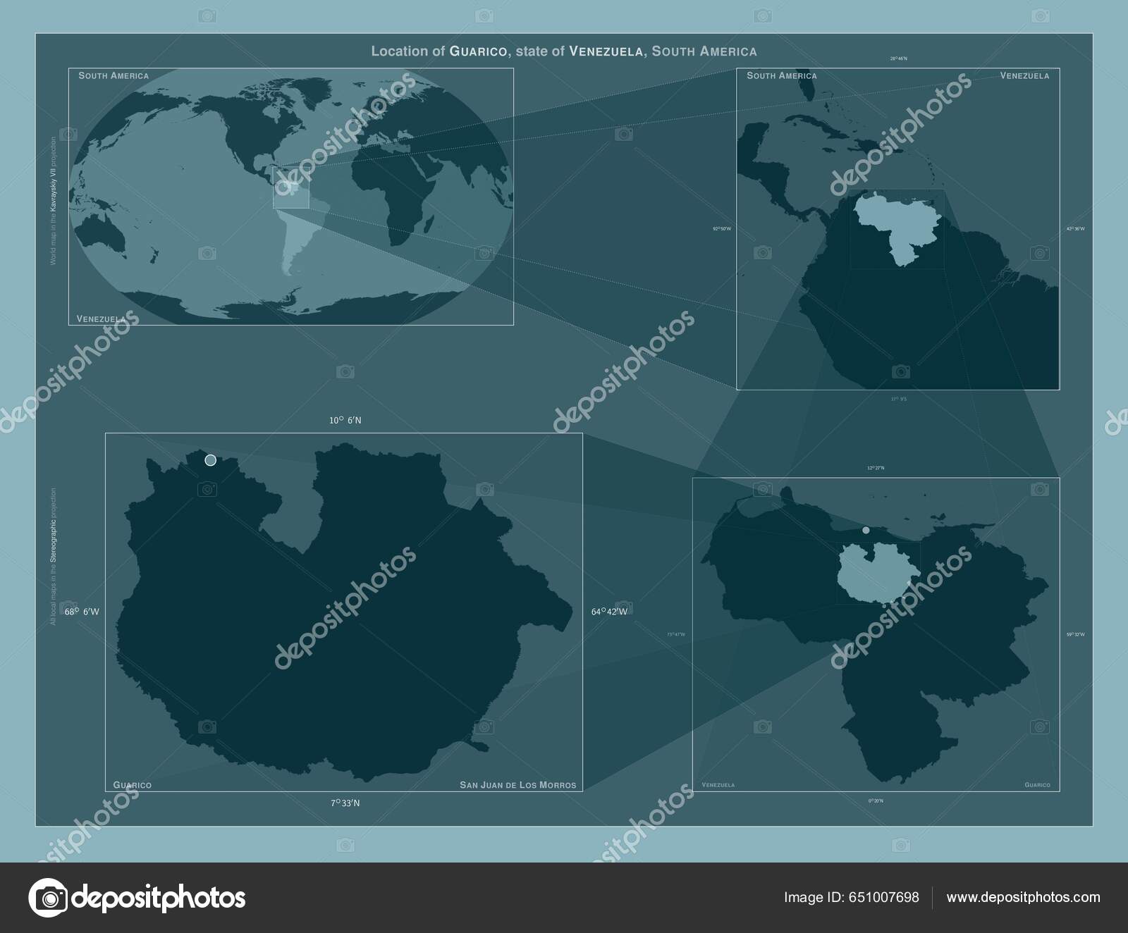 Guarico State Venezuela Diagram Showing Location Region Larger Scale ...