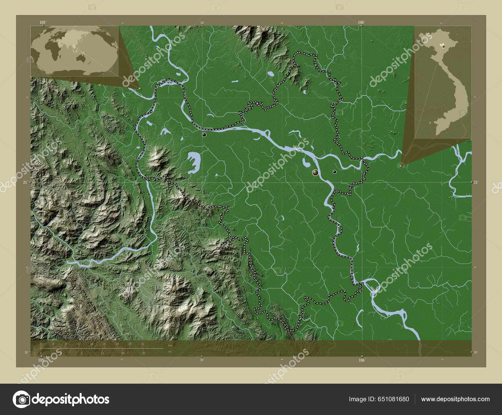 Noi Municipio Ciudad Jalá Pho Vietnam Mapa Elevación Coloreado Estilo ...