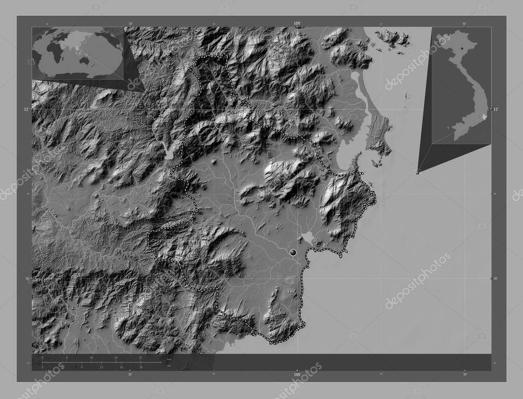 Ninh Thuan, provincia de Vietnam. Mapa de elevación de Bilevel con ...