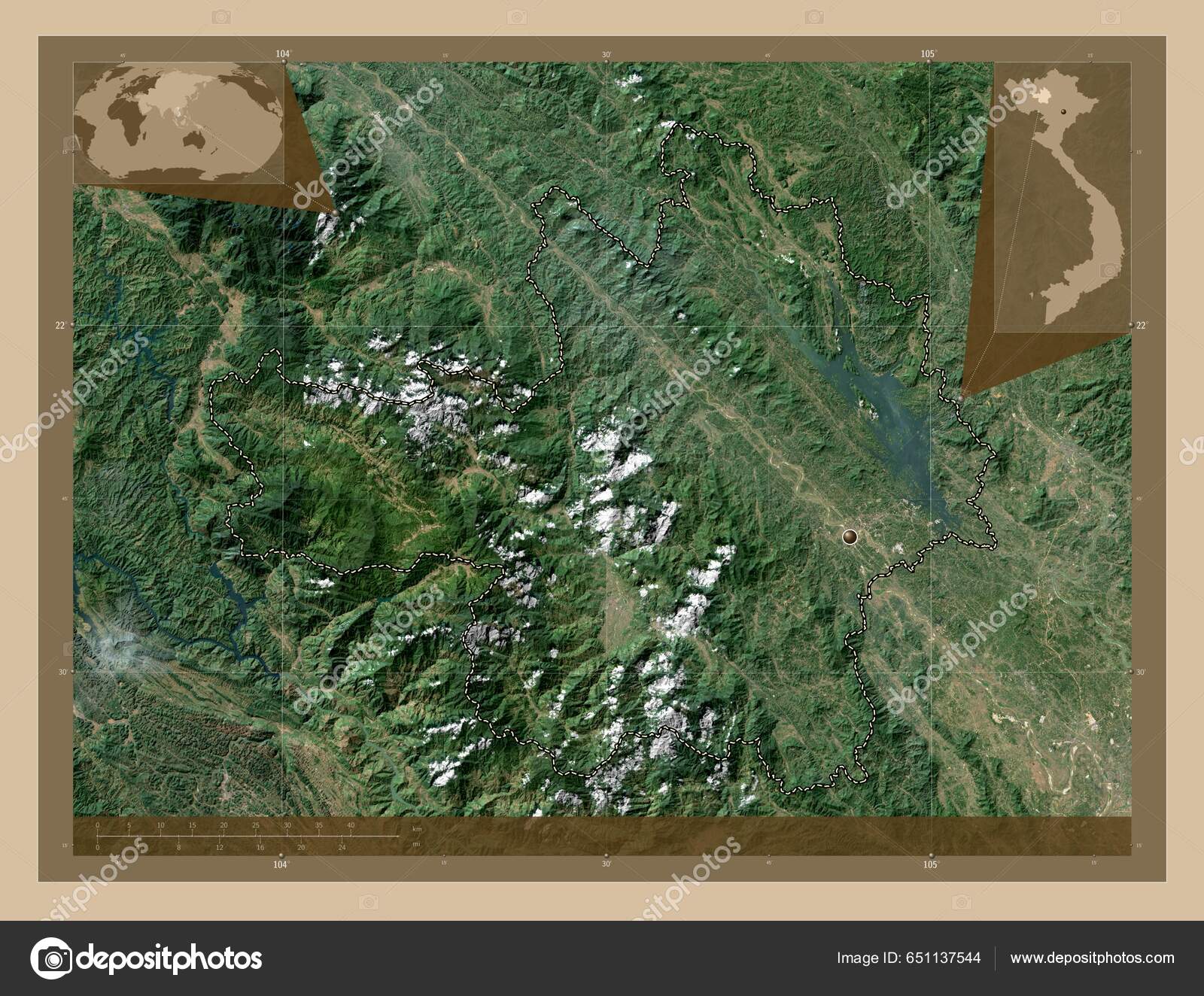 Yen Bai Province Vietnam Low Resolution Satellite Map Corner Auxiliary ...