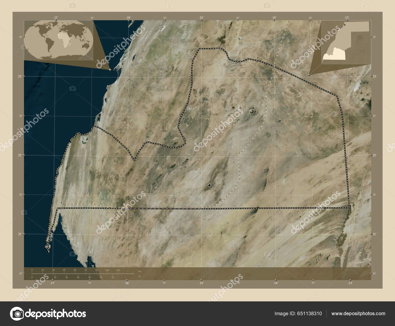 Aousserd Province Western Sahara High Resolution Satellite Map ...