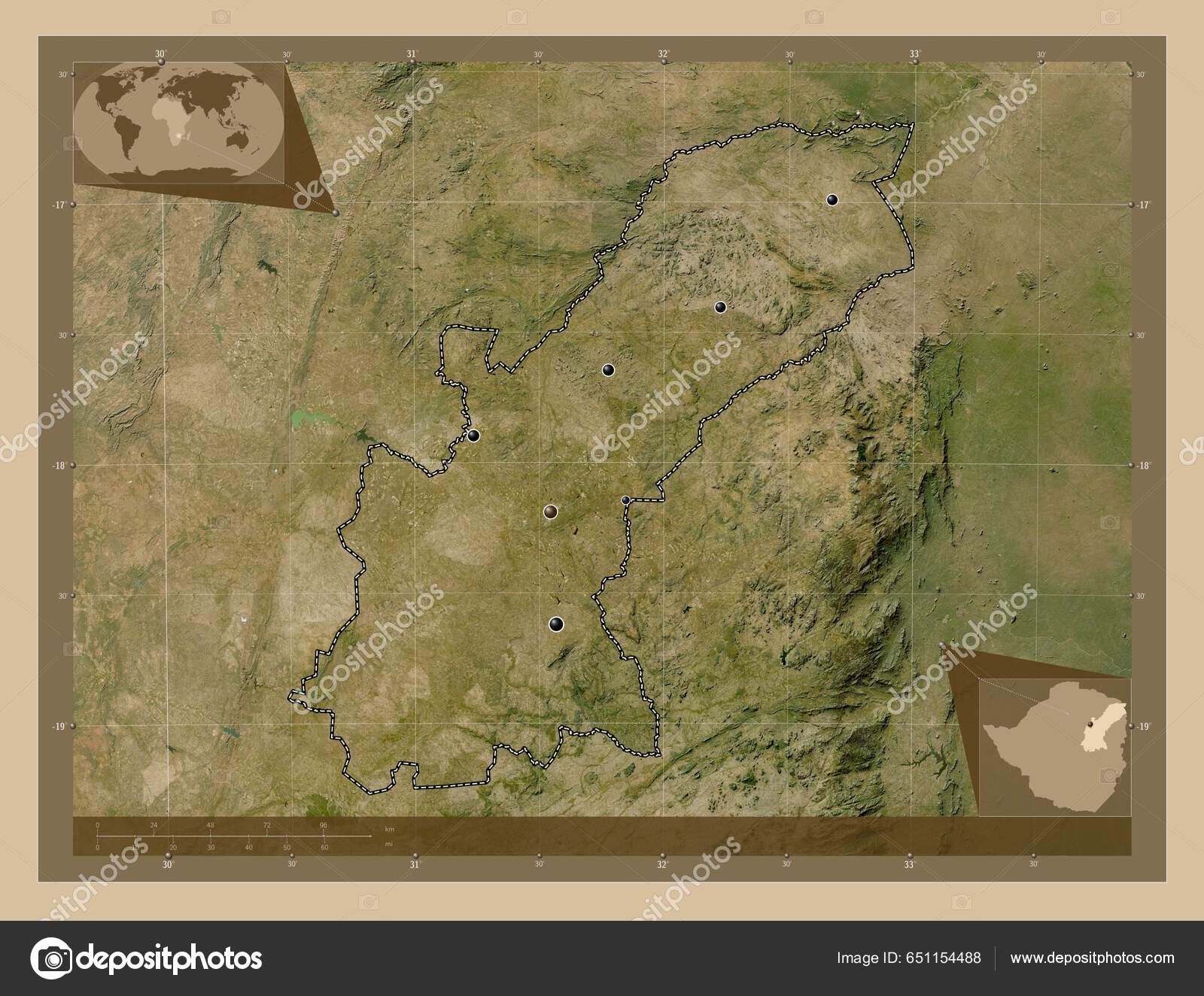 Mashonaland East Province Zimbabwe Low Resolution Satellite Map ...