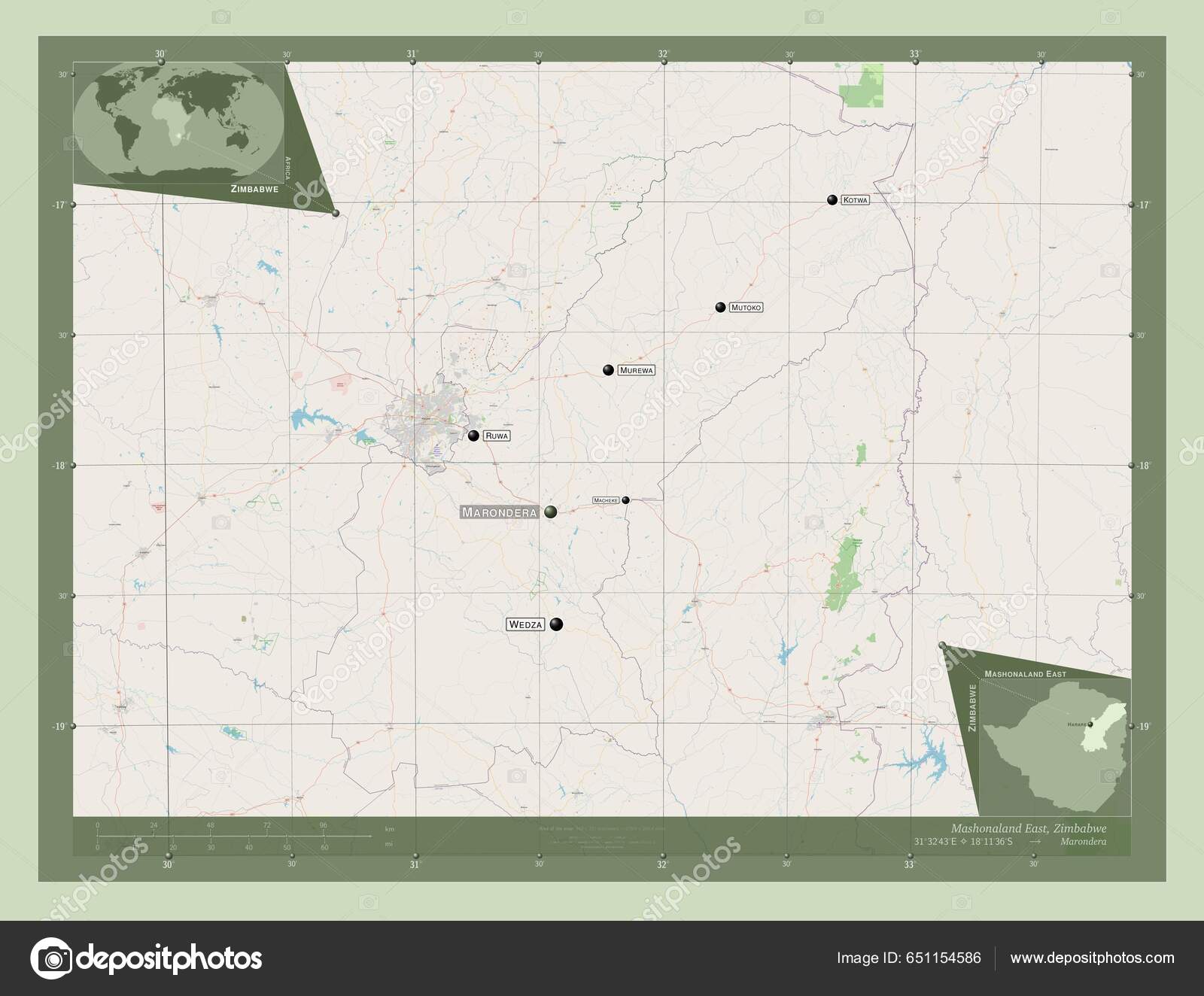 Mashonaland East Province Zimbabwe Open Street Map Locations Names Major — Stock Photo © Yarr65 ...