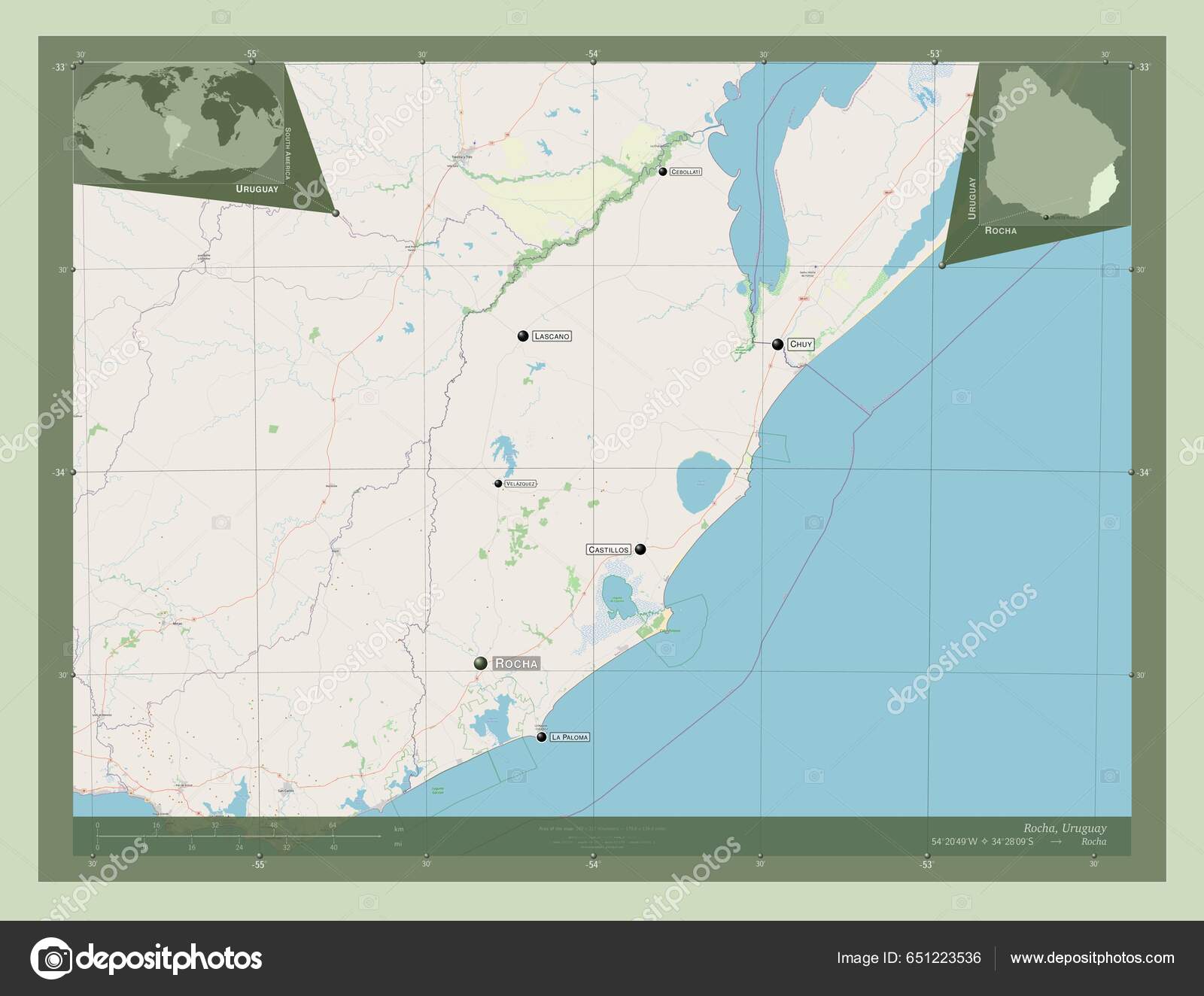 Rocha Department Uruguay Open Street Map Locations Names Major Cities ...