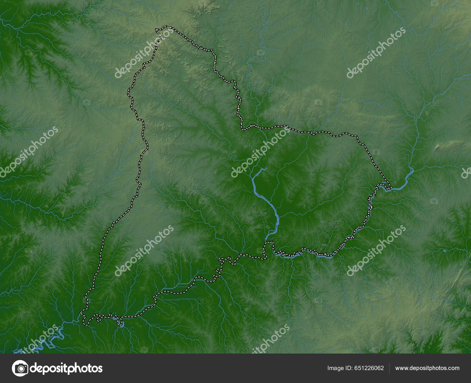 Tacuarembo Department Uruguay Colored Elevation Map Lakes Rivers ...