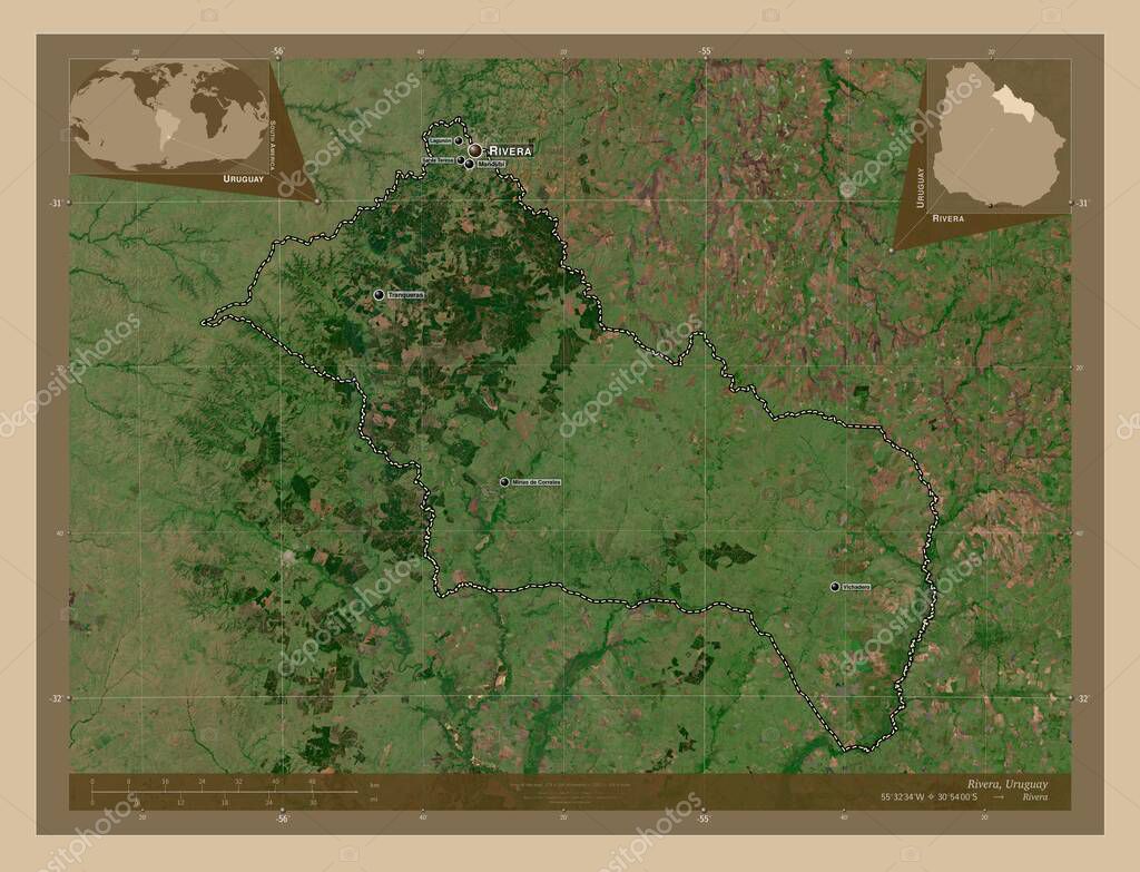 Rivera, departamento de Uruguay. Mapa satelital de baja resolución ...