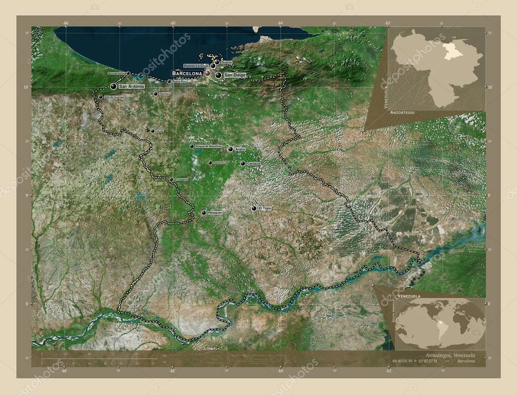Anzoategui, estado de Venezuela. Mapa satelital de alta resolución ...