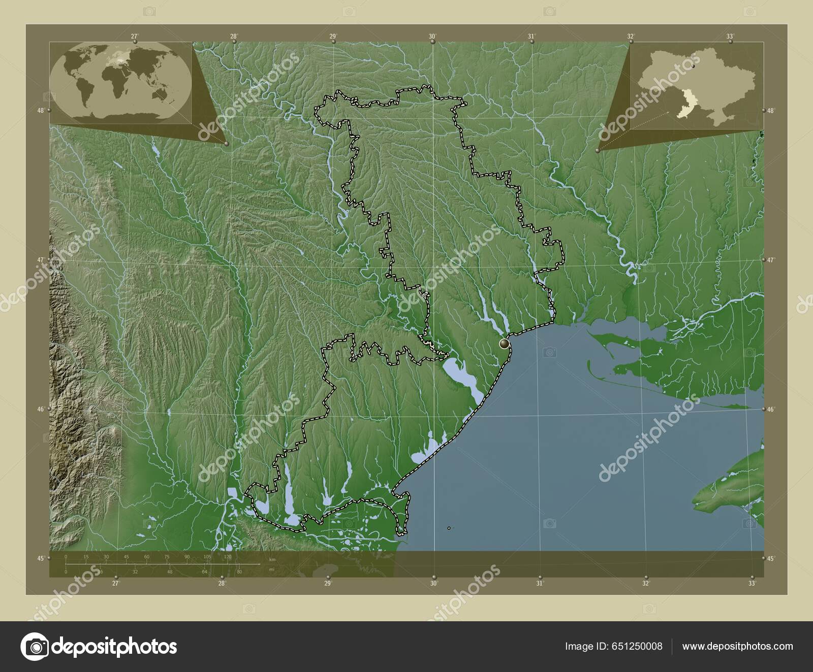Odessa Region Ukraine Elevation Map Colored Wiki Style Lakes Rivers ...