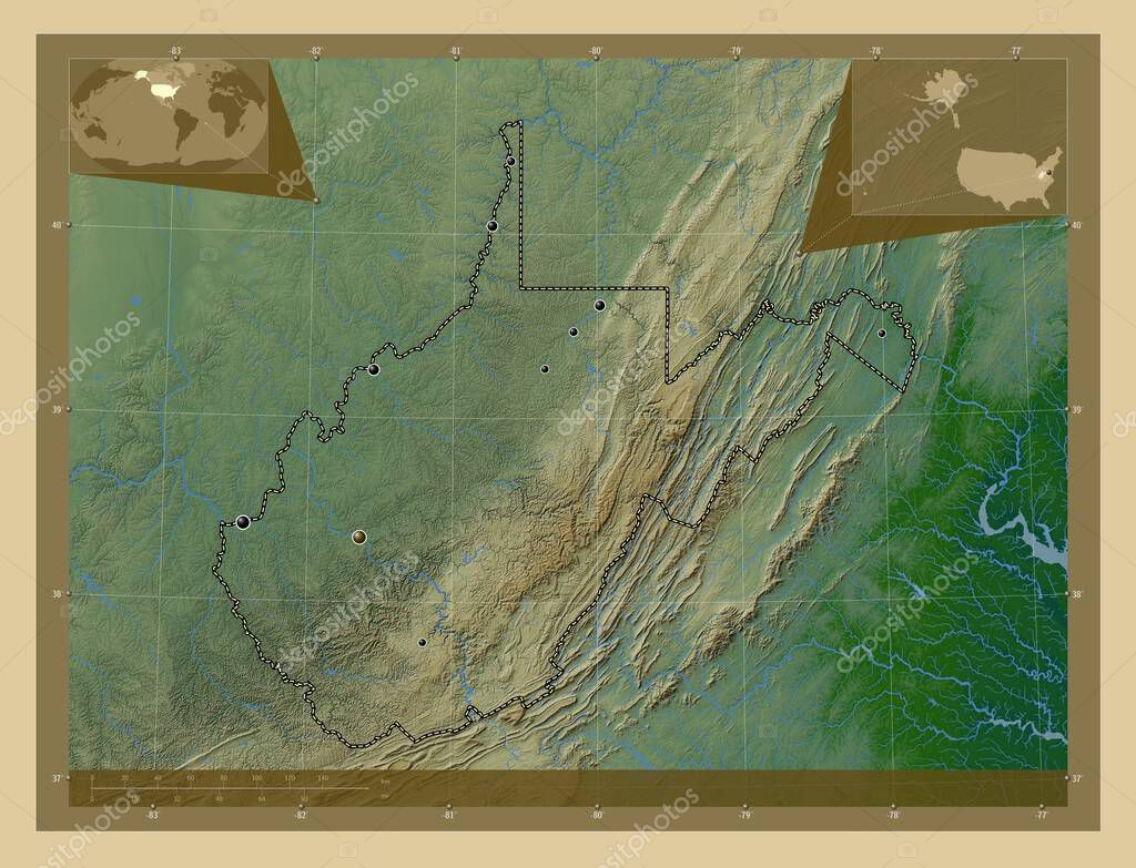 Virginia Occidental, estado de los Estados Unidos de América. Mapa de ...