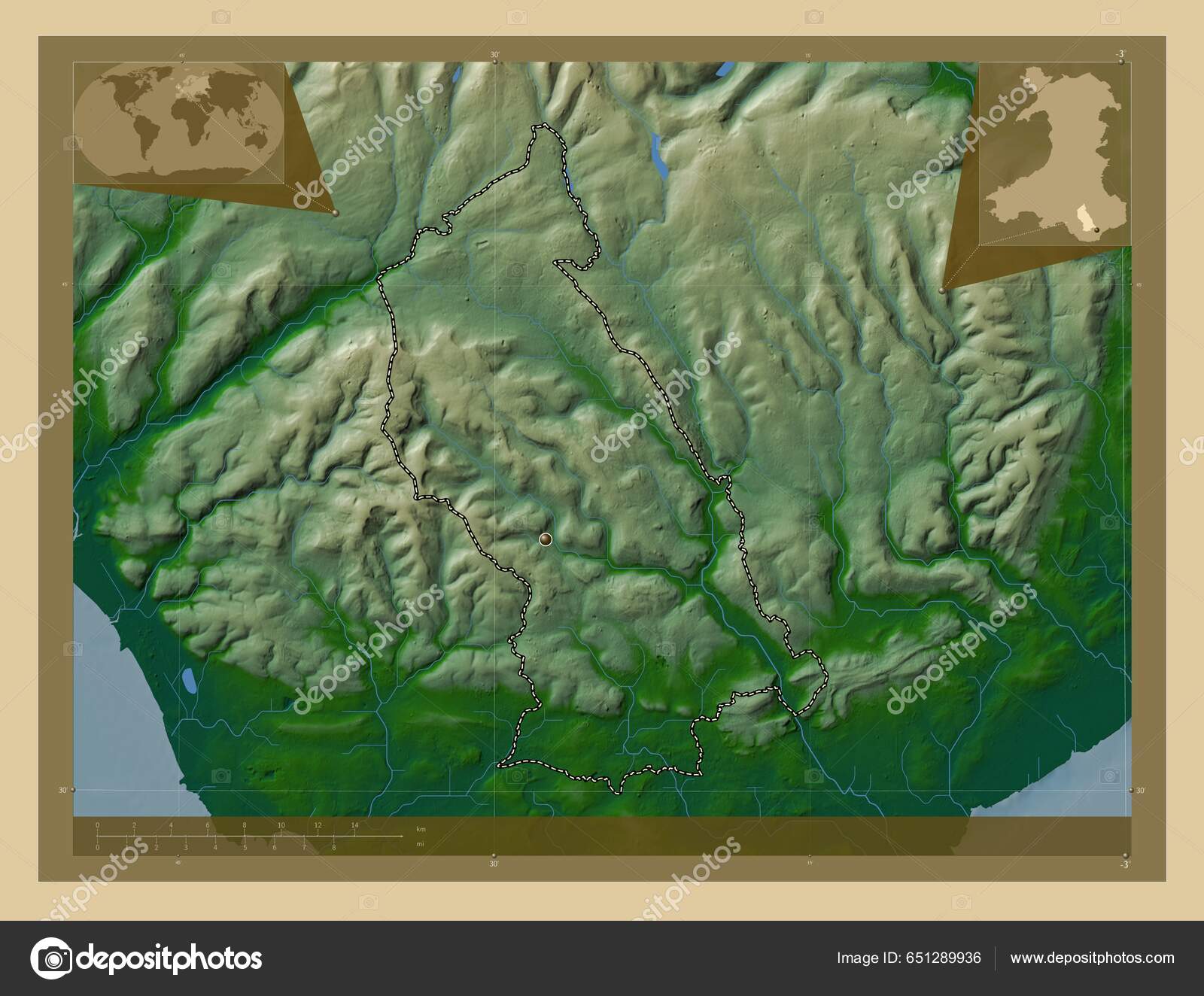 Rhondda Cynon Taf Region Wales Great Britain Colored Elevation Map ...