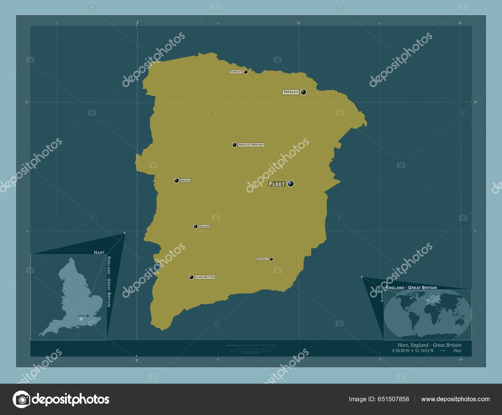 Hart Non Metropolitan District England Great Britain Solid Color Shape ...