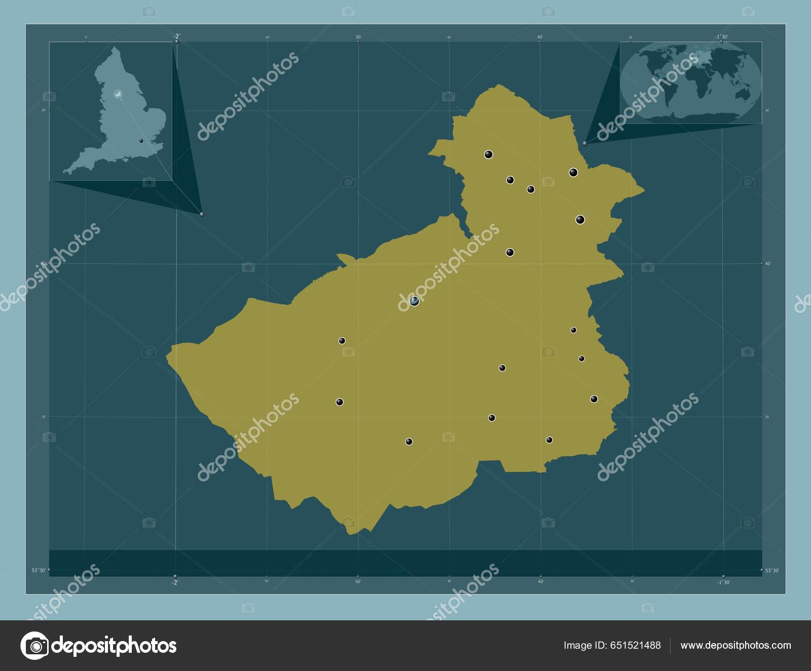 Kirklees Administrative County England Great Britain Solid Color Shape Locations Stock ...
