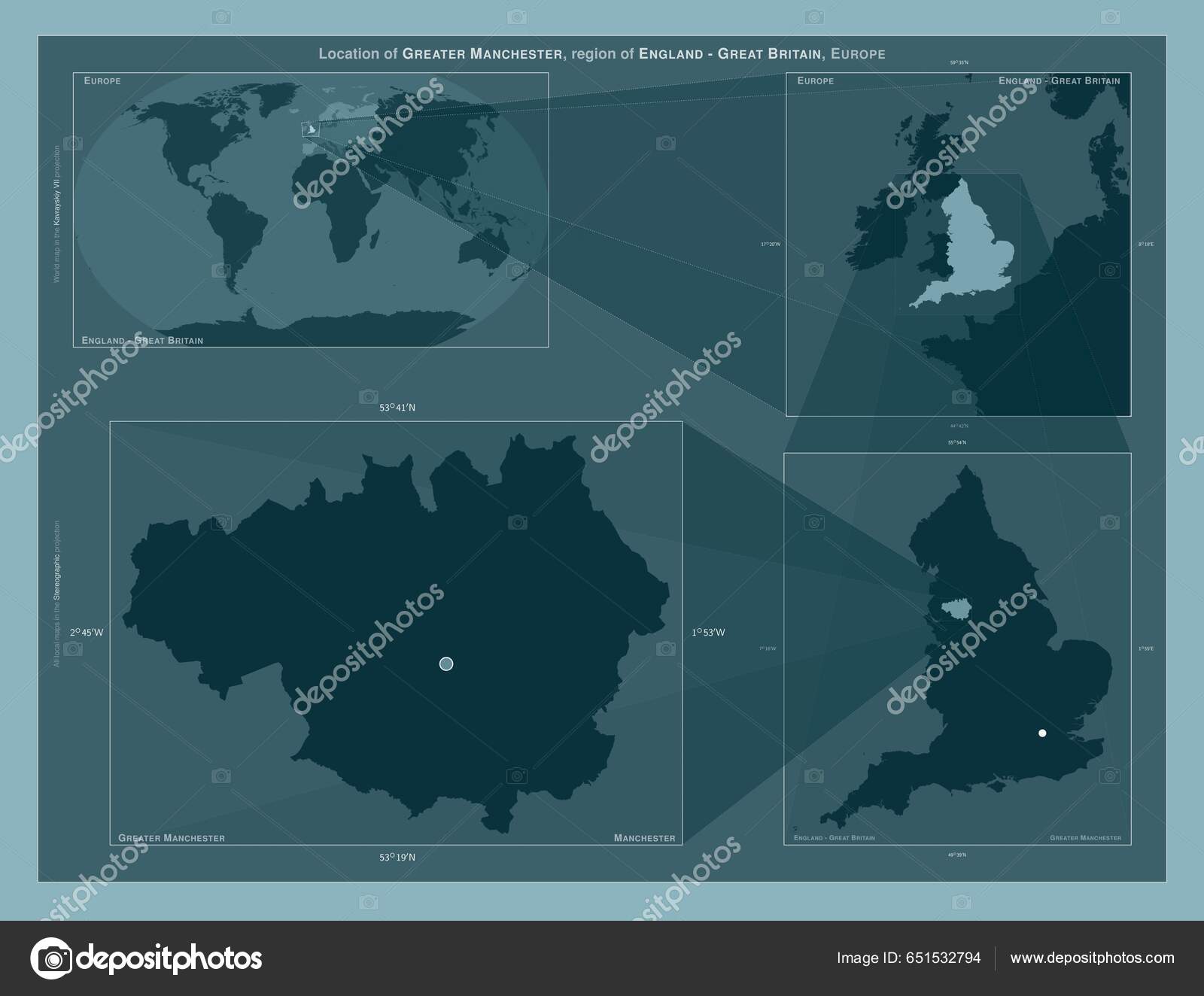 Greater Manchester Region England Great Britain Diagram Showing ...