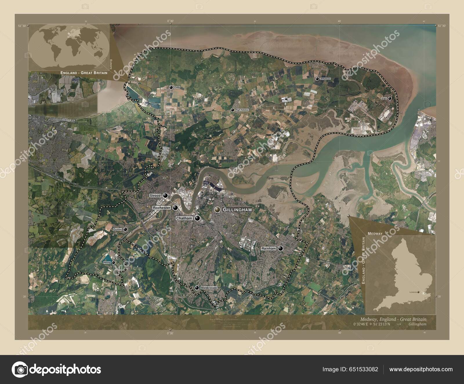 Medway Unitary Authority England Great Britain High Resolution ...