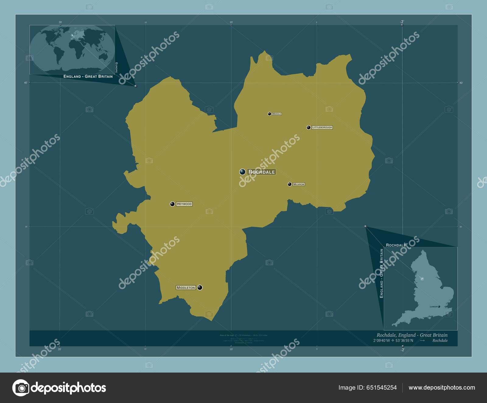 Rochdale Administrative County England Great Britain Solid Color Shape ...