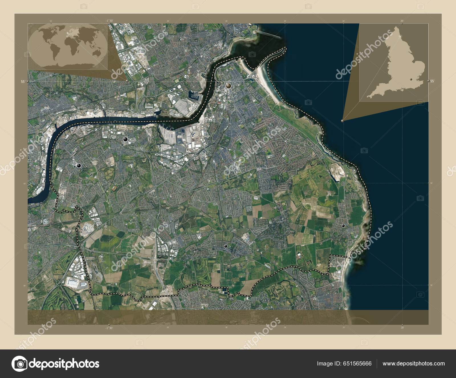 South Tyneside County England Great Britain High Resolution Satellite ...