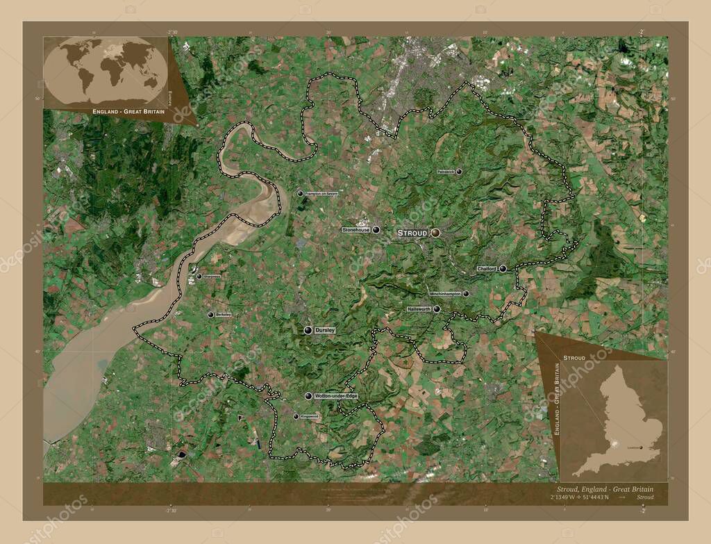 Stroud, distrito no metropolitano de Inglaterra Gran Bretaña. Mapa ...