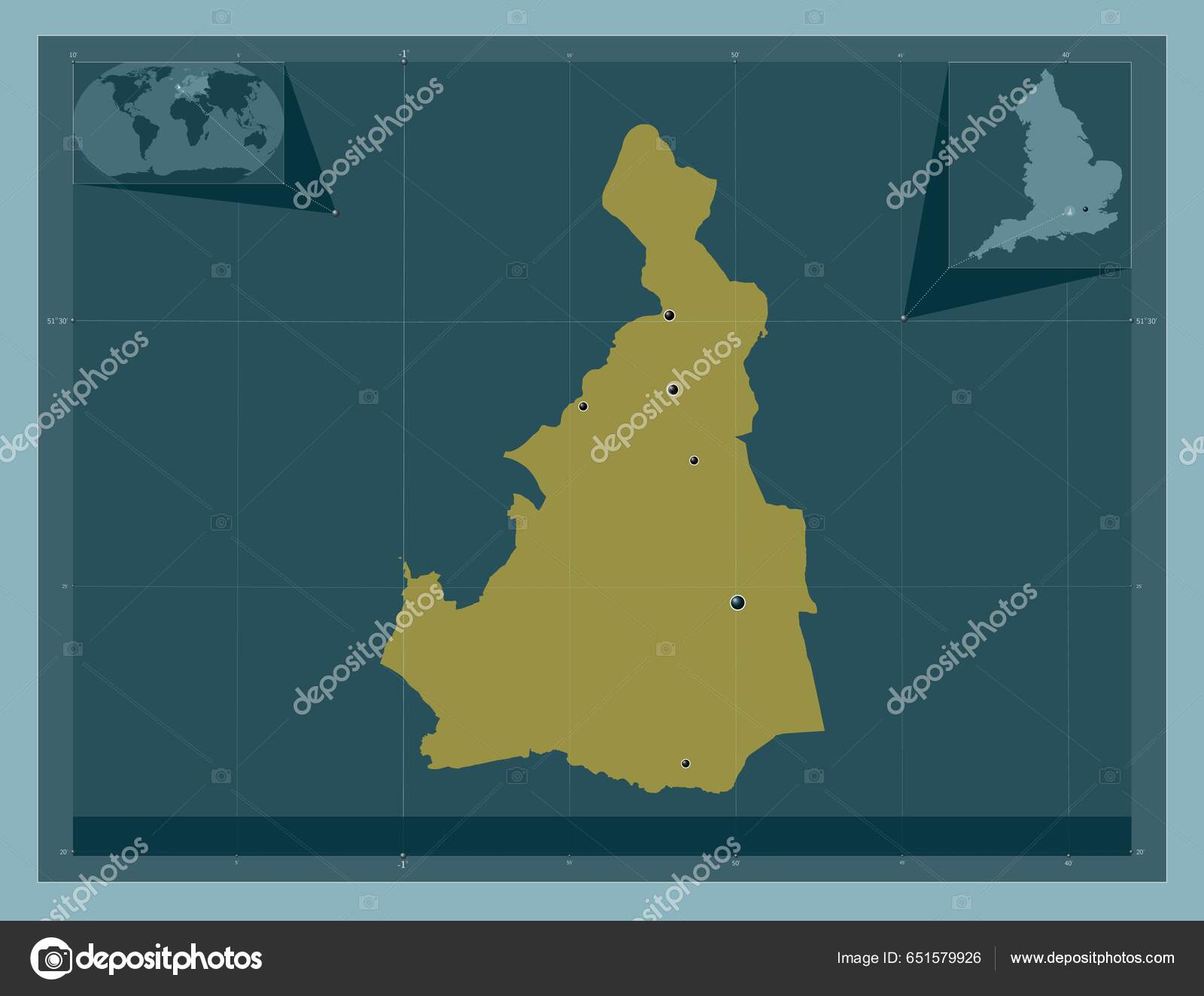 Wokingham Unitary Authority England Great Britain Solid Color Shape ...