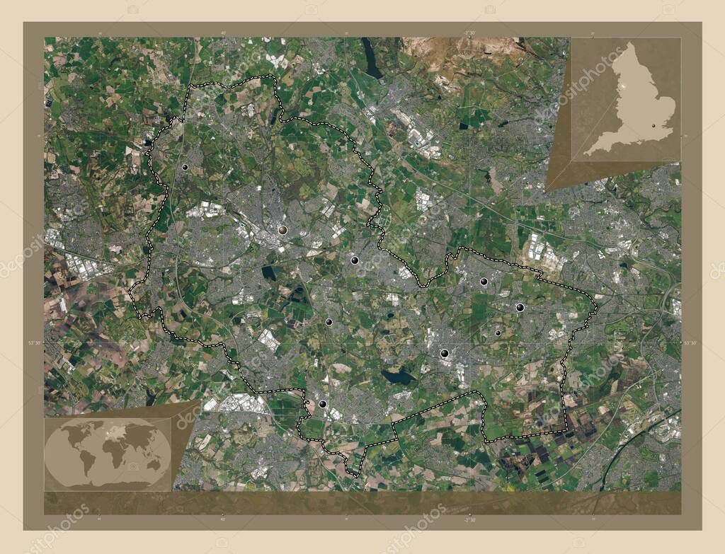 Wigan, autoridad unitaria de Inglaterra Gran Bretaña. Mapa satelital de ...