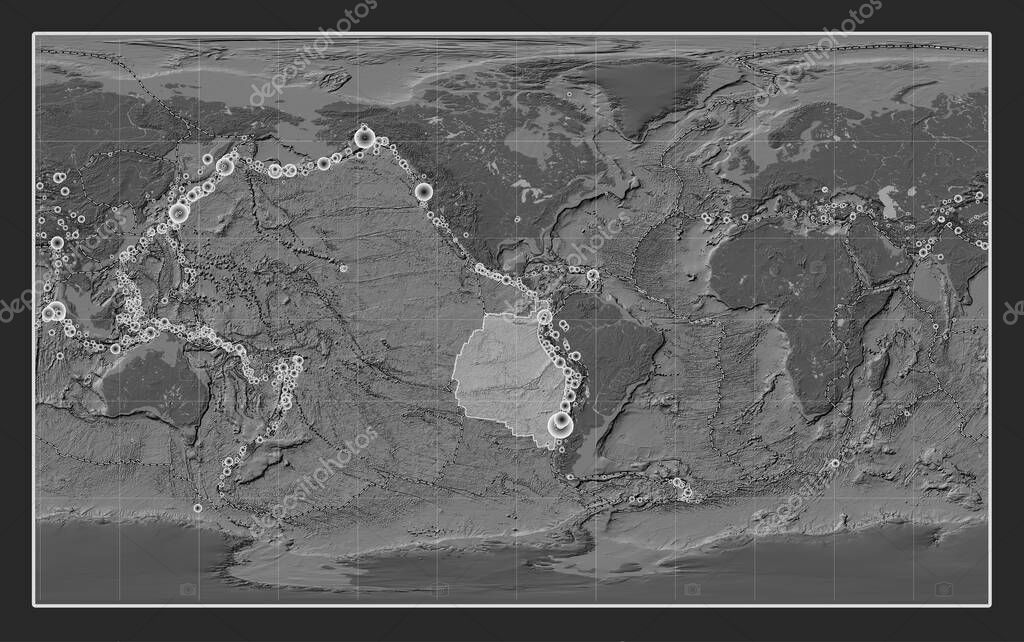 Placa tectónica de Nazca en el mapa de elevación bilevel en la ...