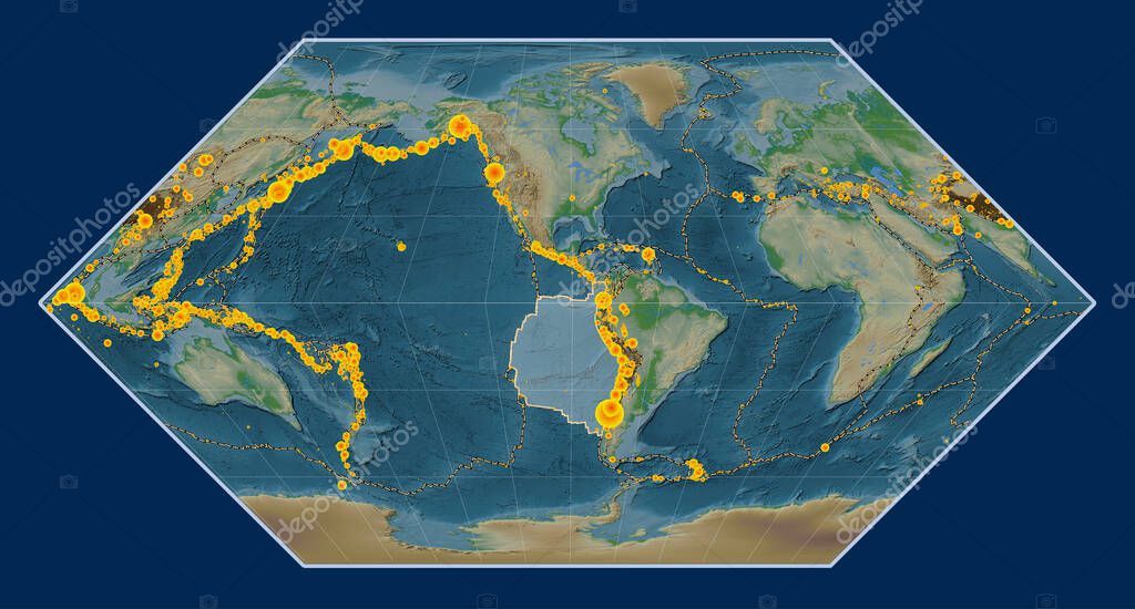 Placa tectónica de Nazca en el mapa de elevación física en la ...