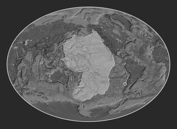 Placa tectónica del Pacífico en el mapa de elevación bilevel en la ...