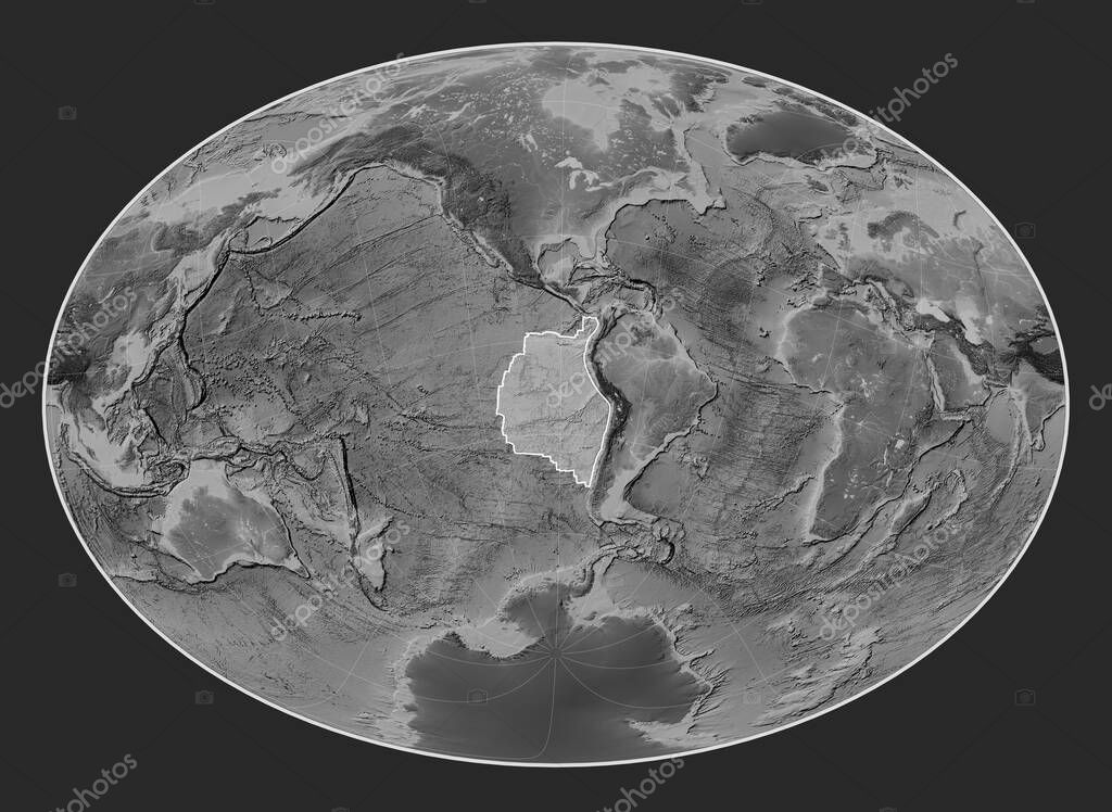 Placa tectónica de Nazca en el mapa de elevación a escala de grises en ...