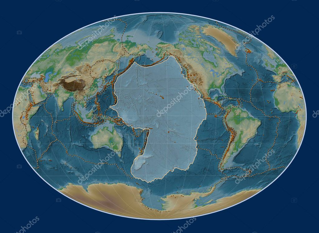 Placa tectónica del Pacífico en el mapa de elevación física en la ...