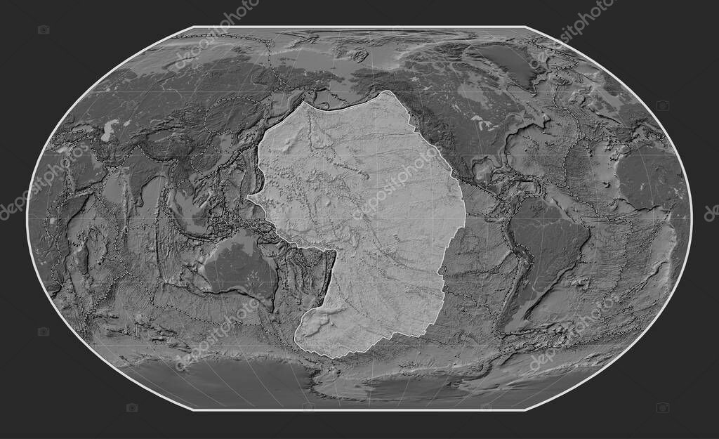 Placa tectónica del Pacífico en el mapa de elevación bilevel en la ...