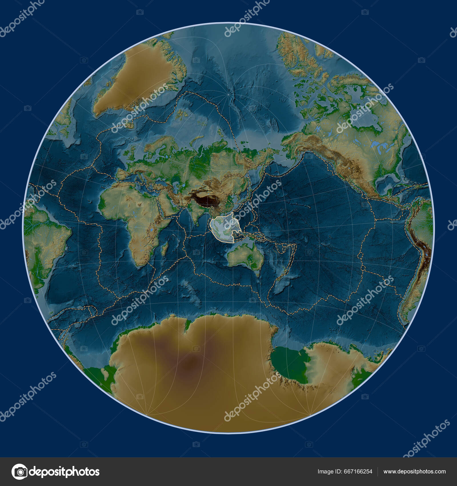 Sunda Tectonic Plate Physical Elevation Map Lagrange Oblique Projection ...