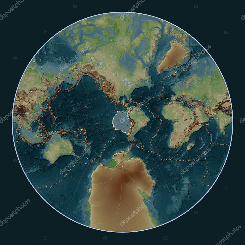 Placa tectónica de Nazca en el mapa de elevación de estilo Wiki en la ...